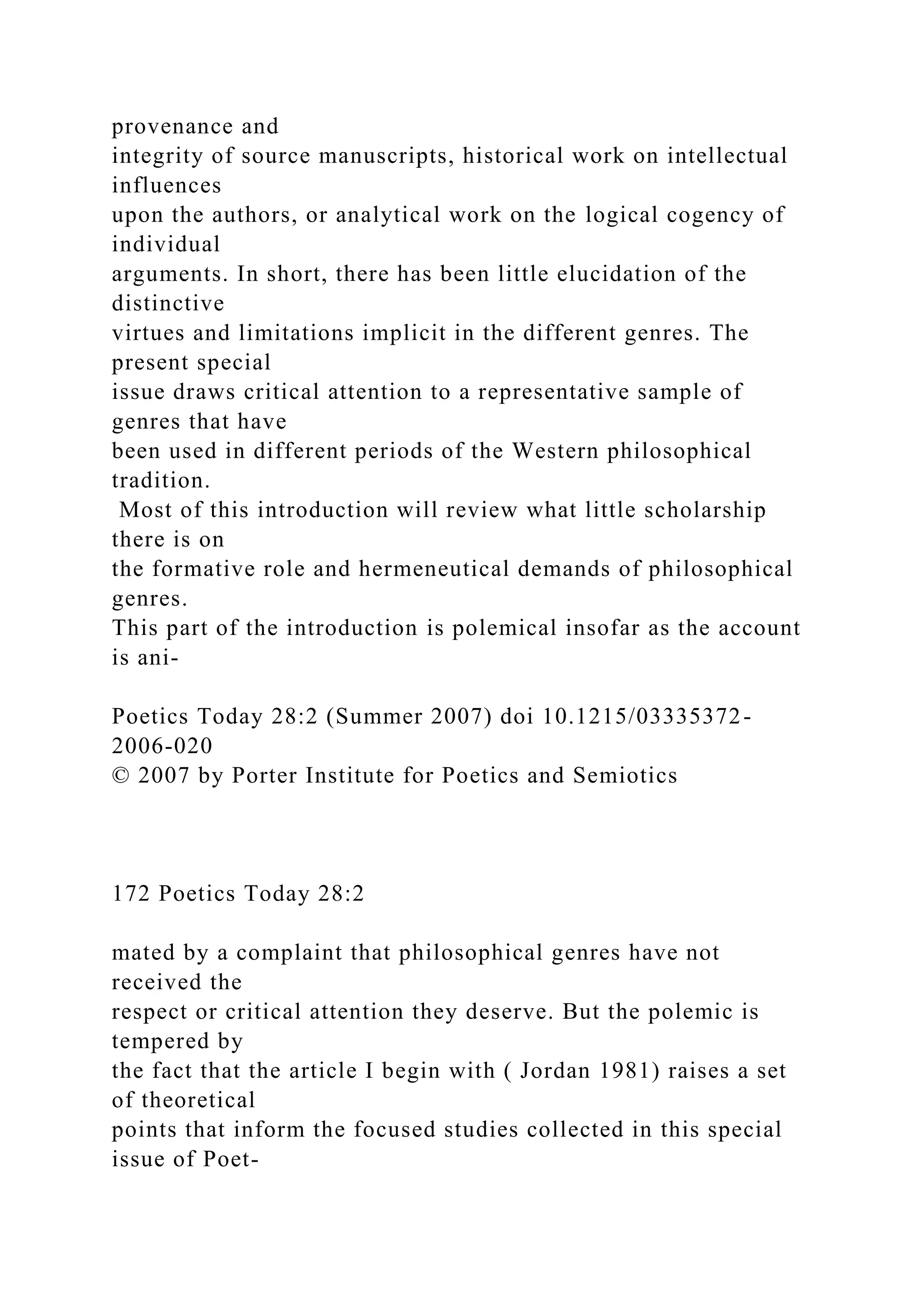 Philosophical Genres and Literary Forms A Mildly Polemical.docx