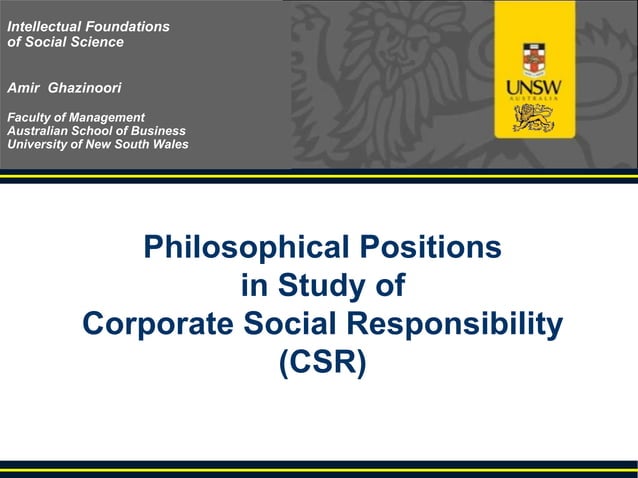 Philosophical stands in study of csr | PPT