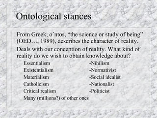 Philosophic stances of Qualitative Research | PPT