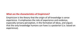 PHILOSOPHY. Introducing tendency and the empiricist theory / sensualist ...