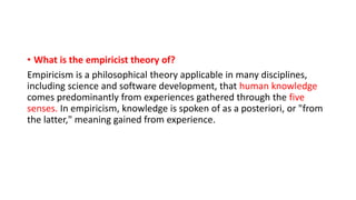 PHILOSOPHY. Introducing tendency and the empiricist theory / sensualist ...