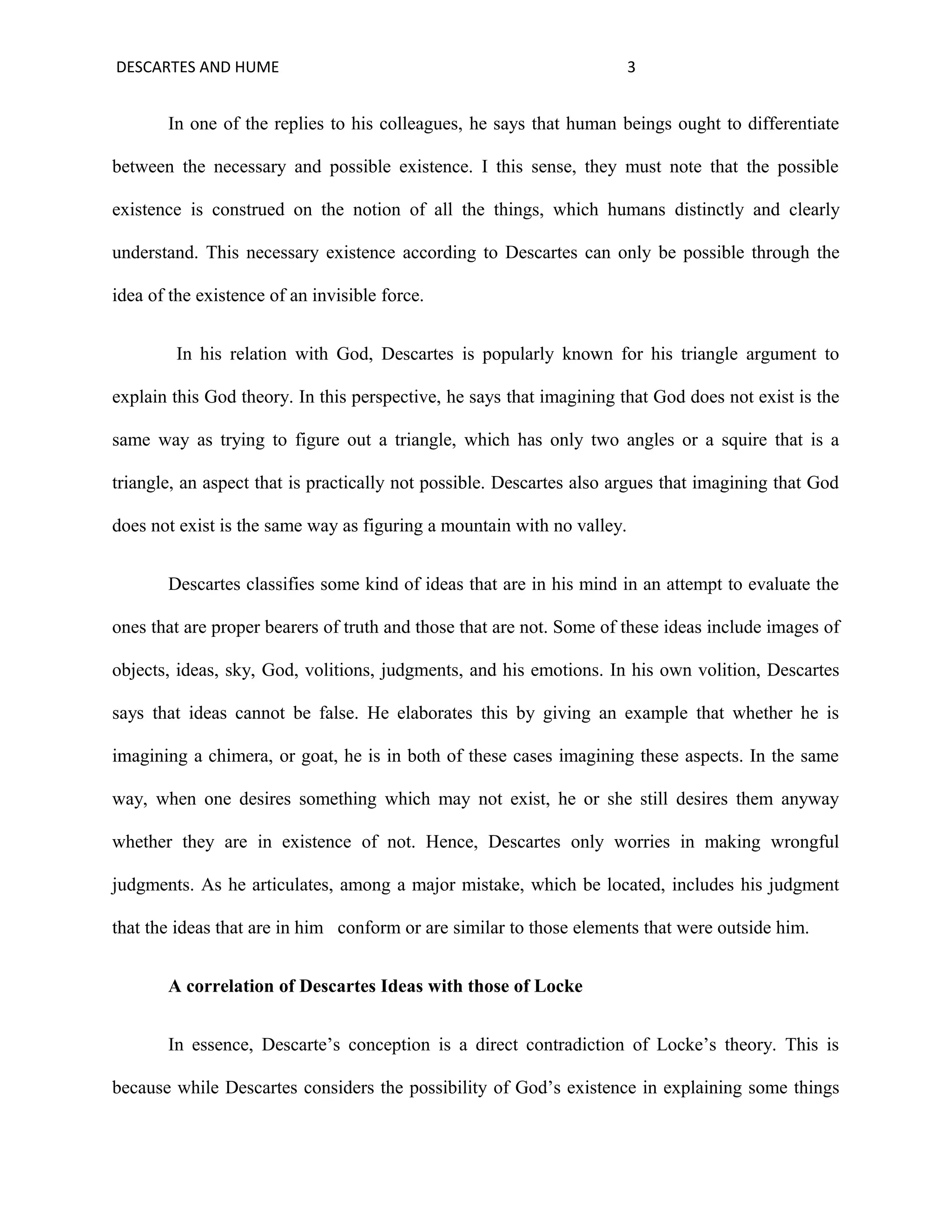 Philosophy descartes and hume | DOC