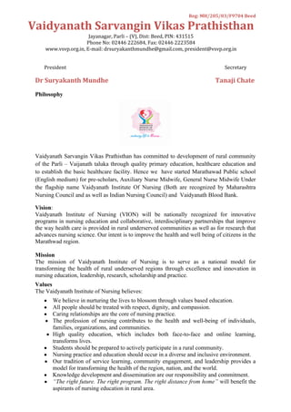 Vaidyanath Institute of Nursing | PDF