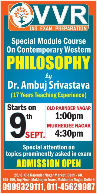 Special Module Course On Contemporary Western Philosophy | PDF