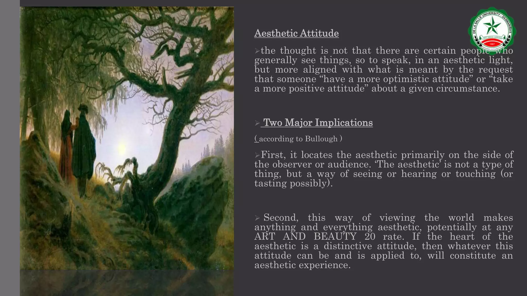 Philosophy - the aesthetic attitude and the sublime | PPT