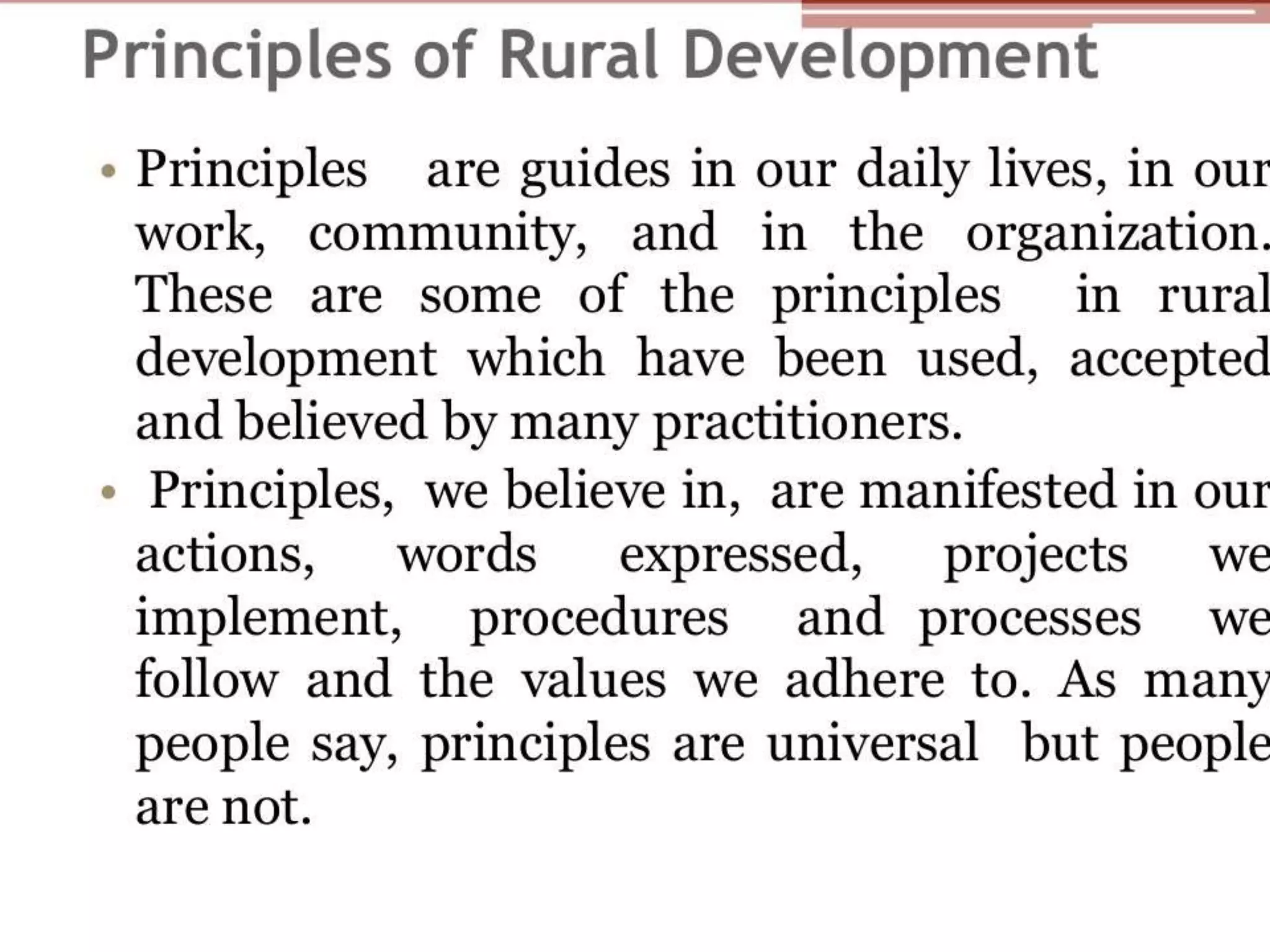 Philosophy and principles of rural development A Presentation By Mr ...