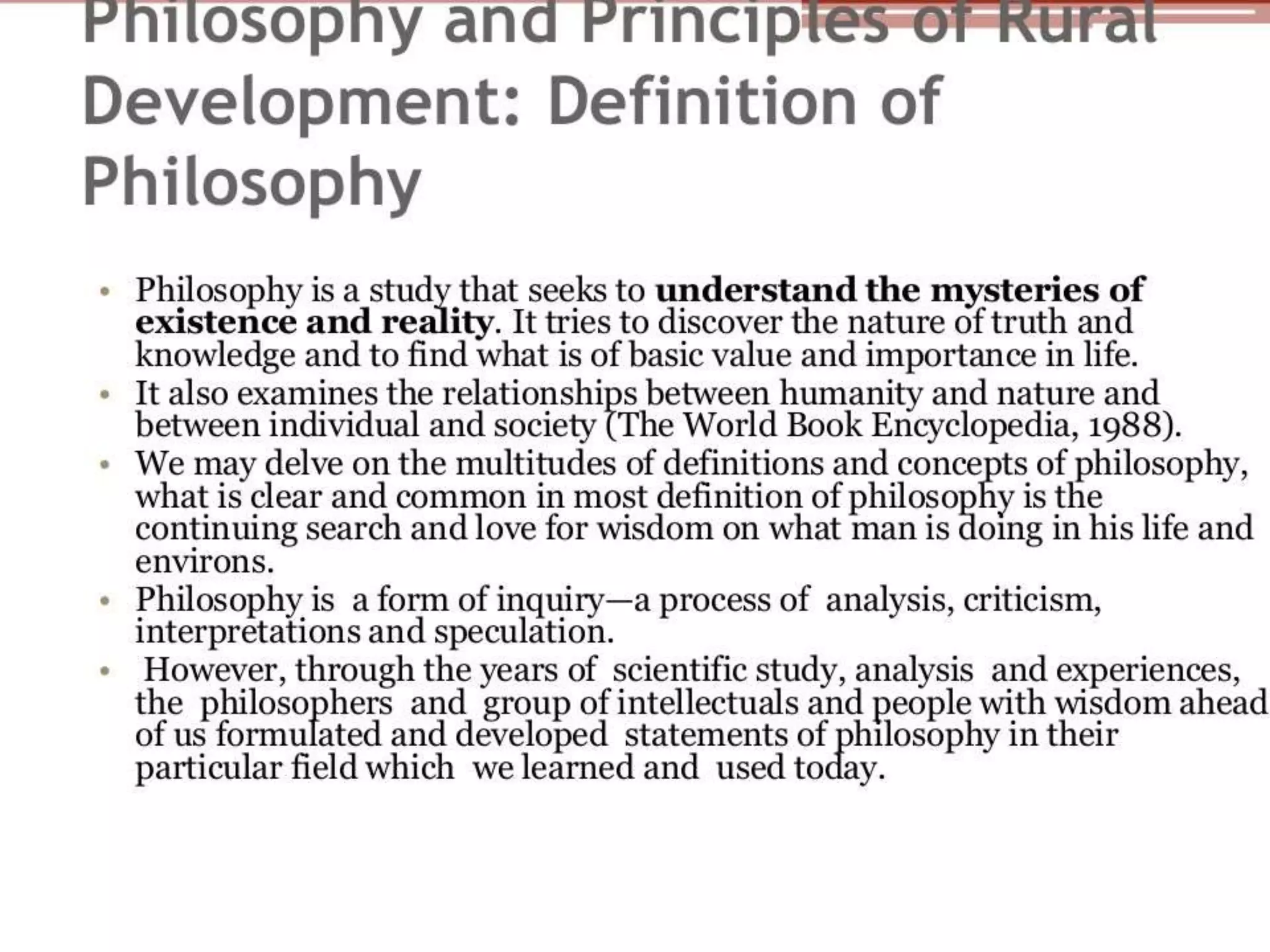 Philosophy and principles of rural development A Presentation By Mr ...