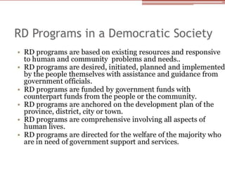 Philosophy and principles of rural development A Presentation By Mr ...