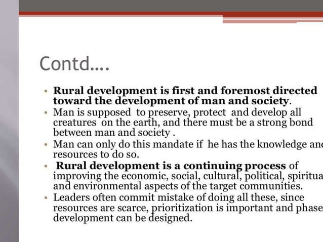 Philosophy and principles of rural development A Presentation By Mr ...