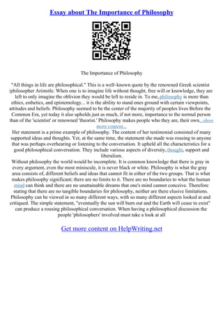 Philosophy Essay Example | PDF