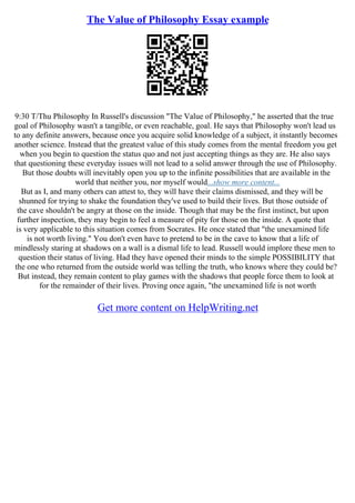 Philosophy Essay Example | PDF