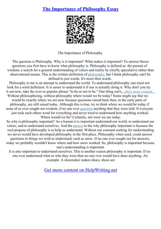 Philosophy Essay Example | PDF
