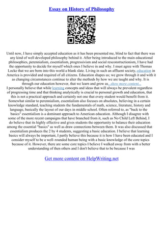 Philosophy Essay Example | PDF