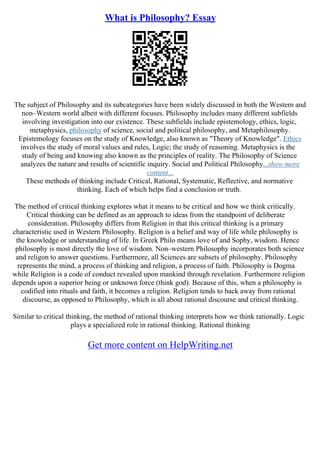 Philosophy Essay Example | PDF