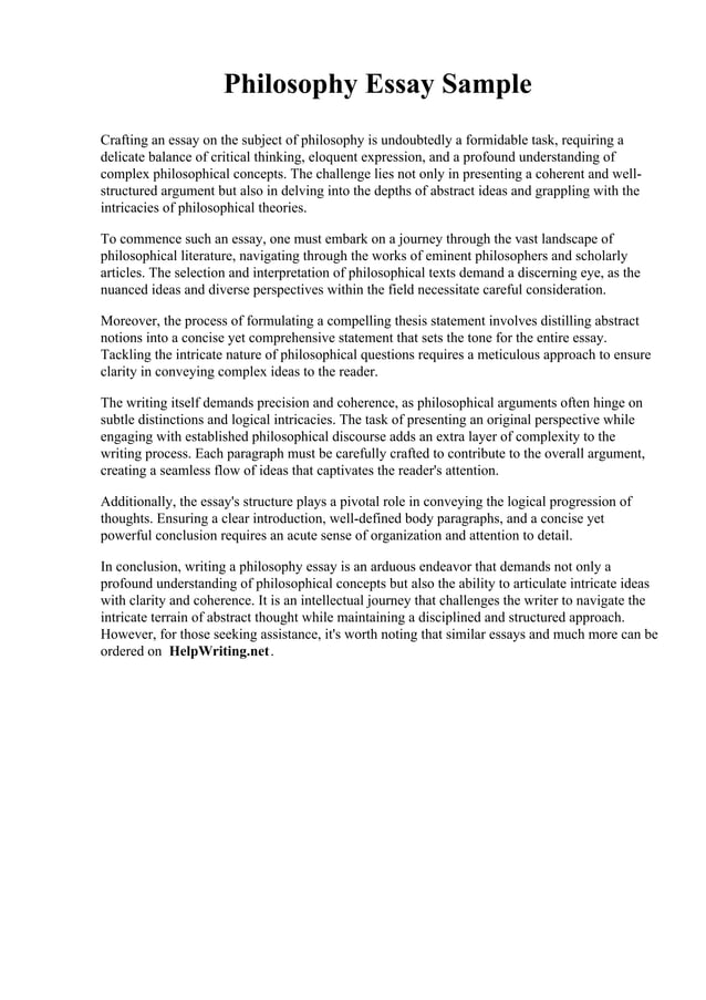 Philosophy Essay Sample.pdf | Education
