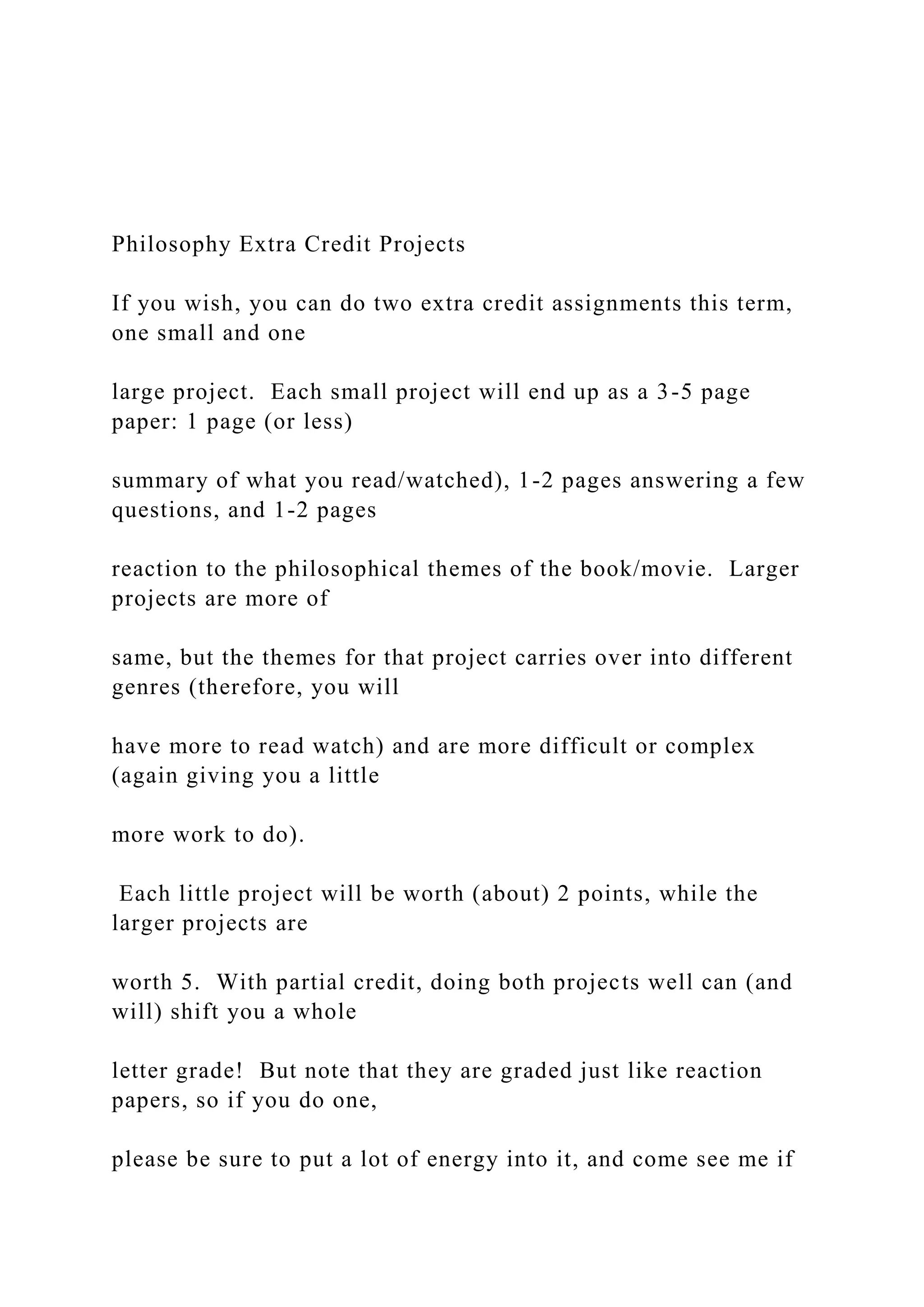 Philosophy Extra Credit Projects If you wish, you can do t.docx