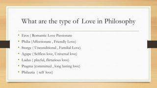 Philosophy of love in the philosophy and | PPT