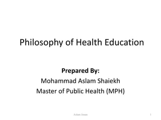 Philosophy of Health Education | PDF