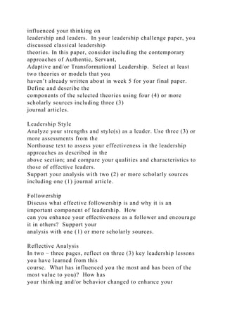 Philosophy of Leadership 600 Week 8 Assignment and Rubric .docx