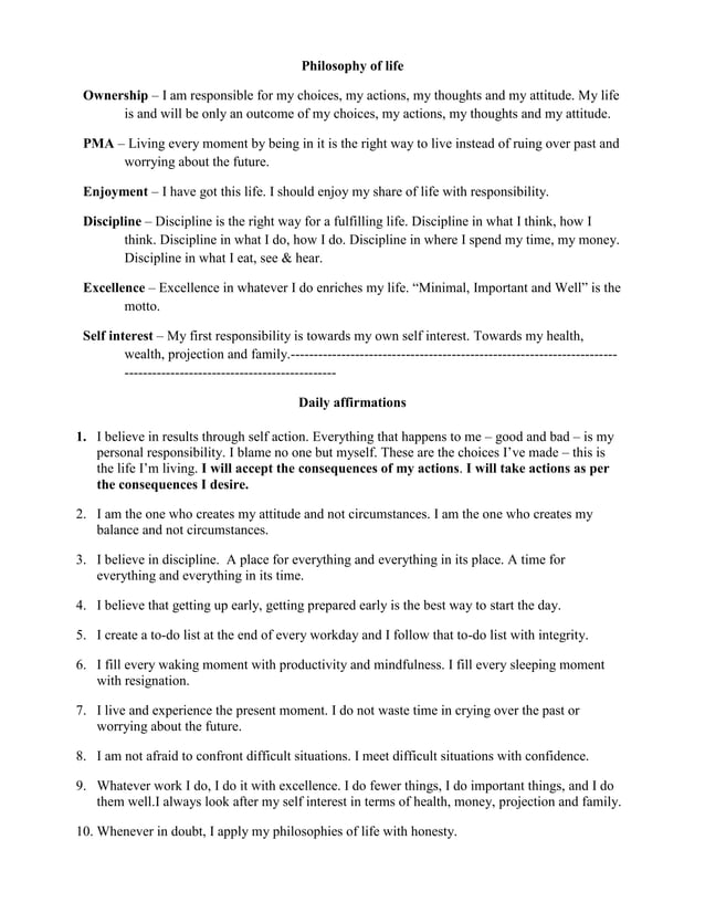 Philosophy of life | PDF