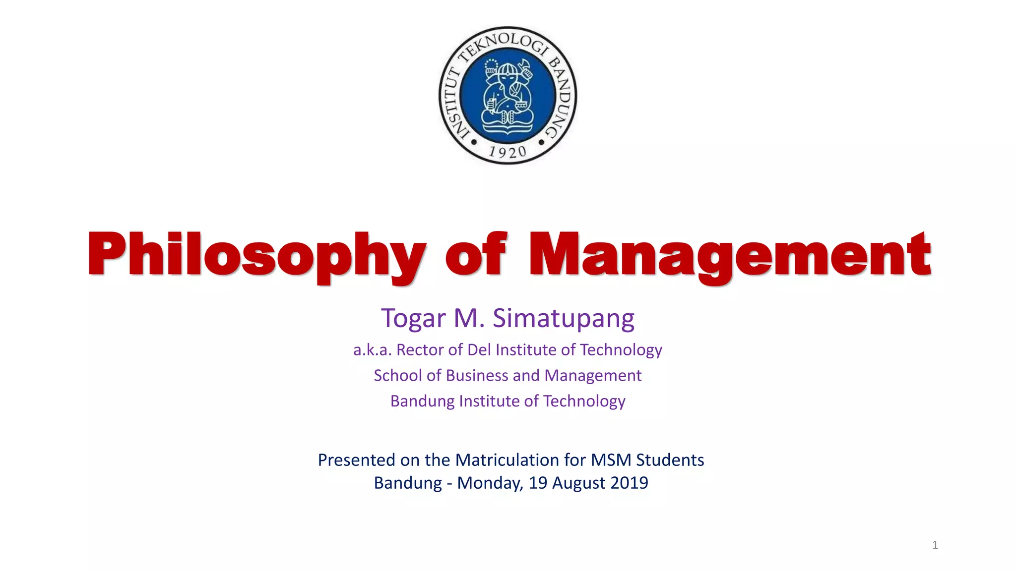 Philosophy of Management | PDF