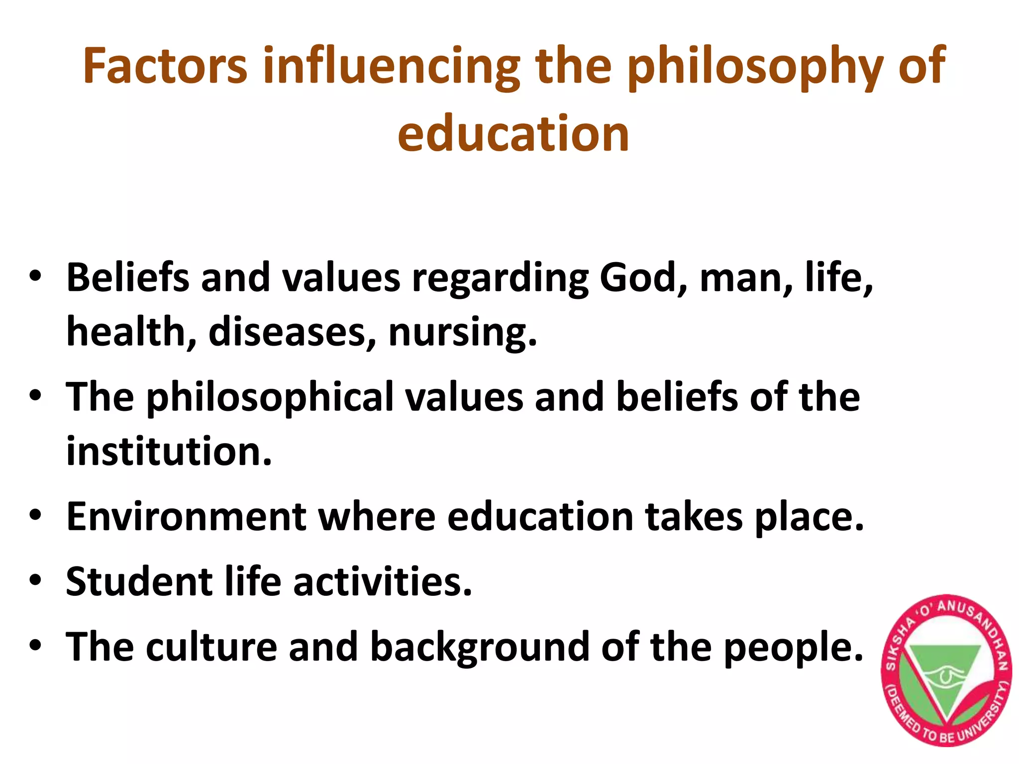 Philosophy of nursing education | PPTX