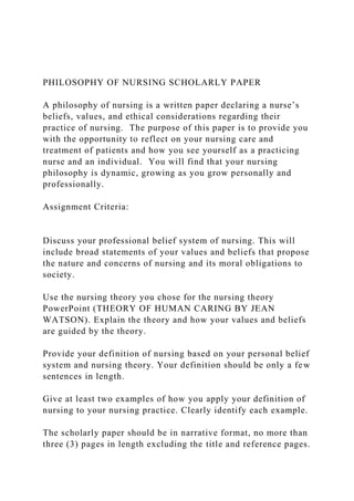 Philosophy Of Nursing Examples – CCRH