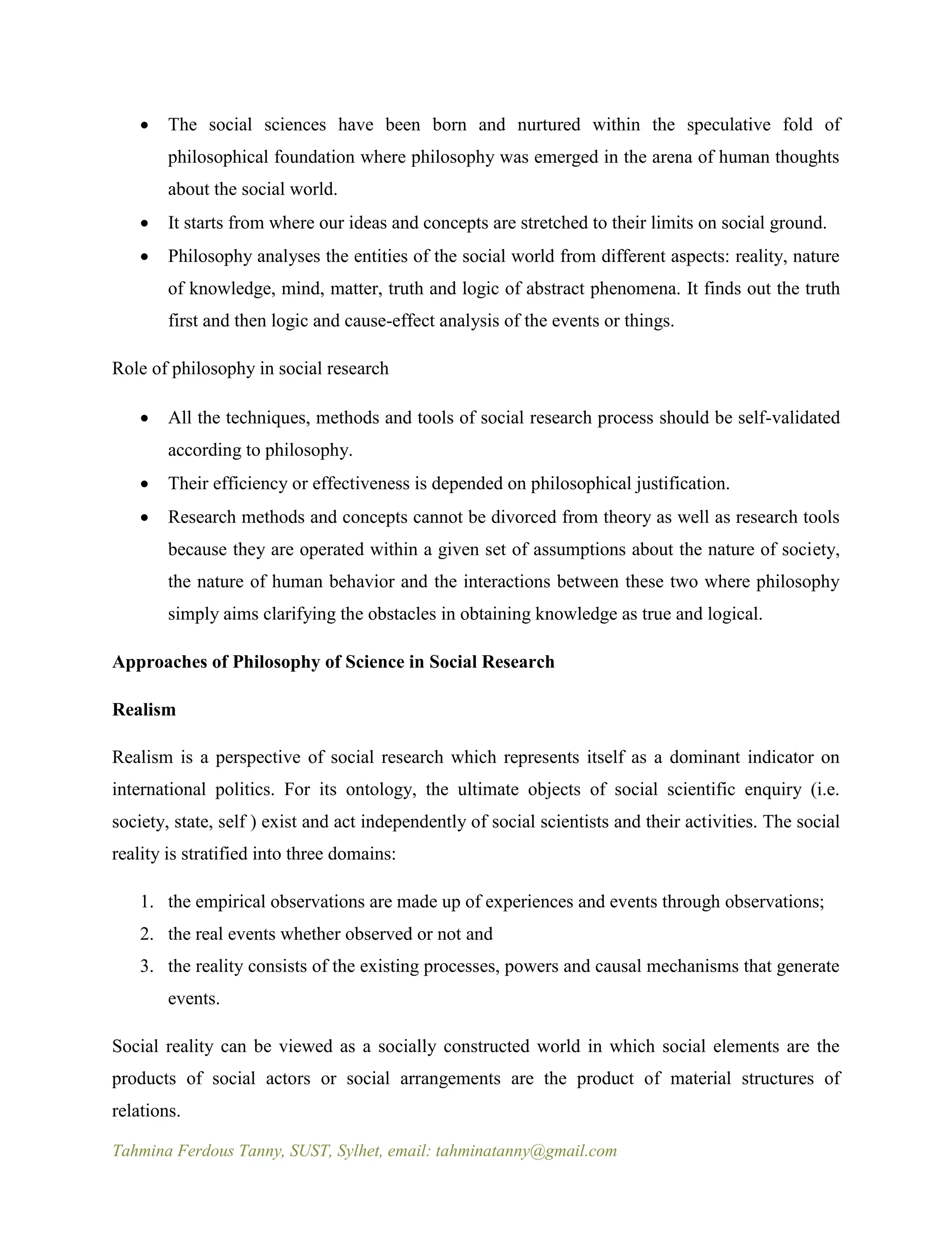 Approaches of Philosophy of Science in Social Research | PDF