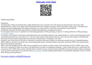 Philosophy Of The Mind | PDF