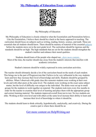 Philosophy On Education Essay | PDF