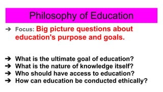 Philosophy of Education and Educational Philosophy | PDF