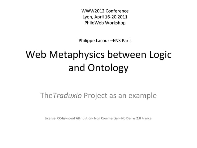 Web Metaphysics between Logic and Ontology | PPT