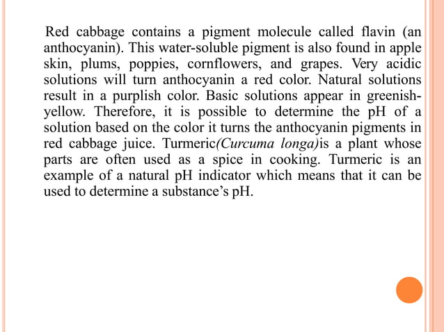 pH indicator experiment | PPTX | Chemistry | Science
