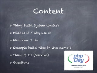 An introduction to Phing the PHP build system (PHPDay, May 2012) | KEY | Web Development | Internet