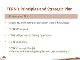 Phinn TERN Principles and Strategic PLan | PPT | Environment | Science
