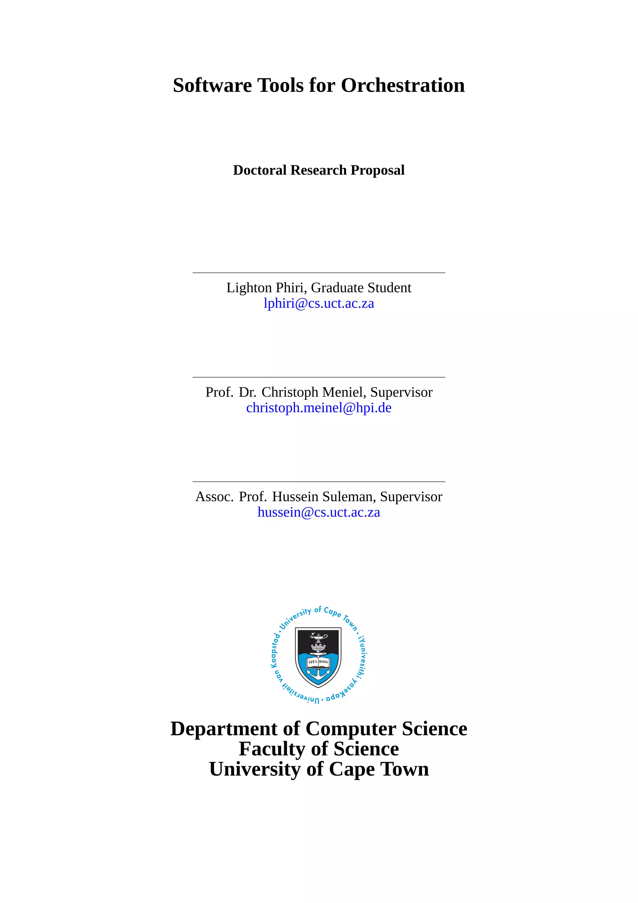 Ph.D Research Proposal: Software Tools for Orchestration | PDF