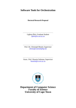 Ph.D Research Proposal: Software Tools for Orchestration | PDF
