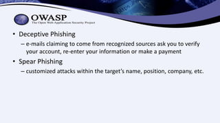 Phishing Forensics - SnowFROC - Denver Chapter of OWASP | PPT