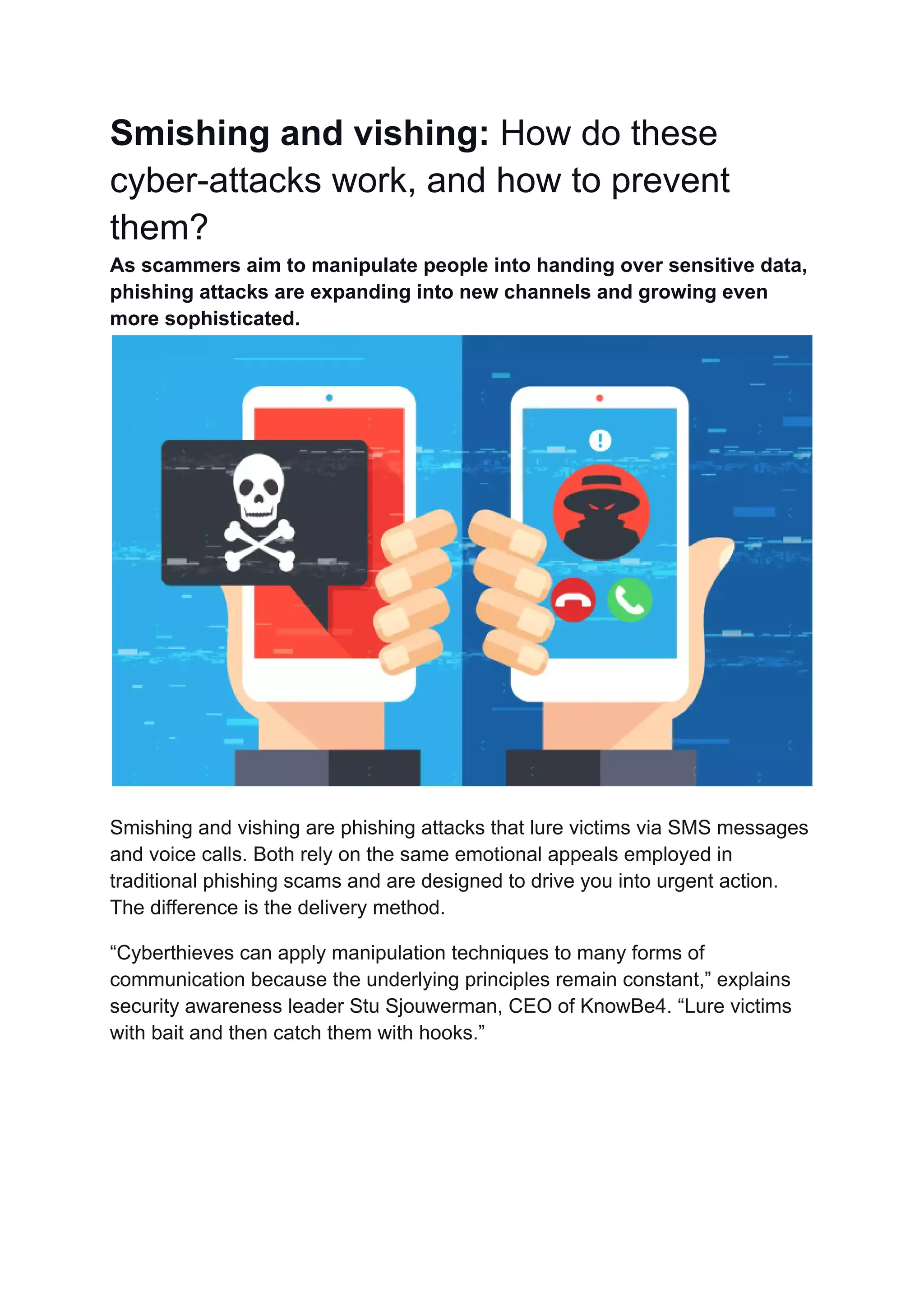 Phishing, Smishing and vishing_ How these cyber attacks work and how to ...