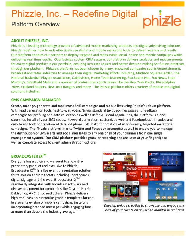 Phizzle Platform Overview 2012 | PDF