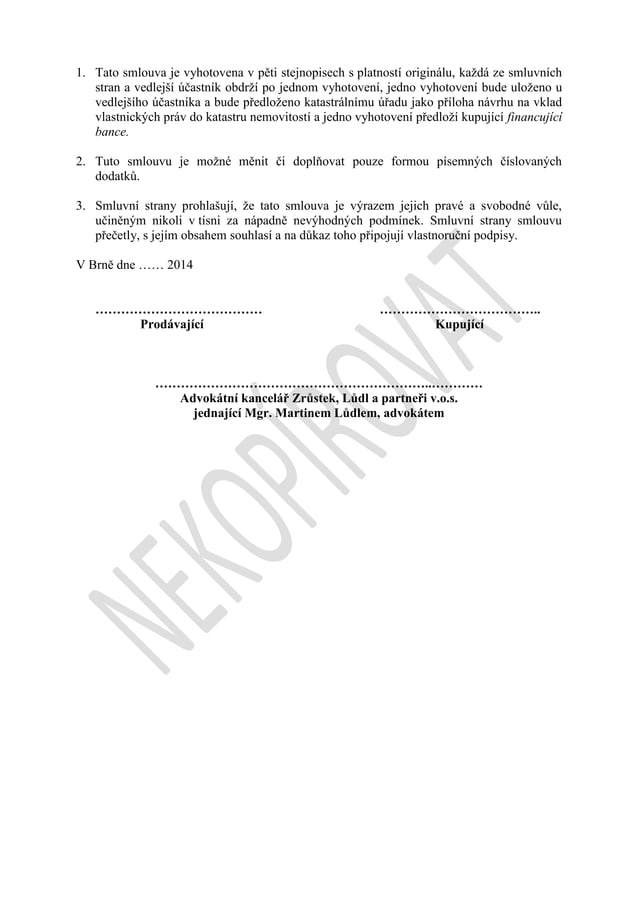 Kupní smlouva s úvěrem - vzor SDK reality, Brno | PDF