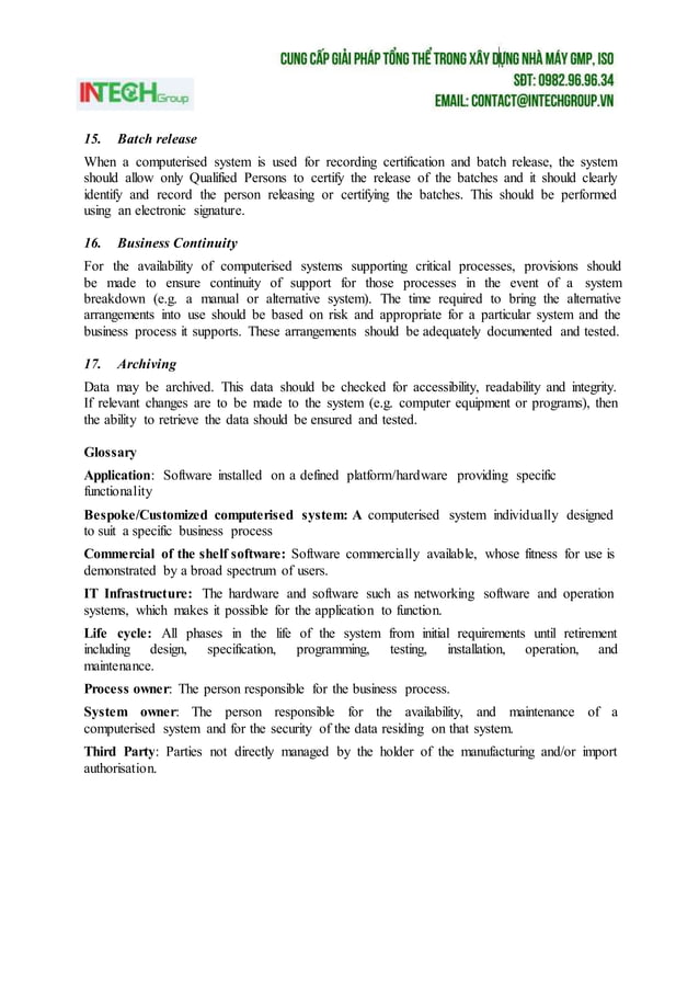 Phụ lục 11 GMPEU. Hệ thống máy tính | DOCX | Data Storage and Warehousing | Computing
