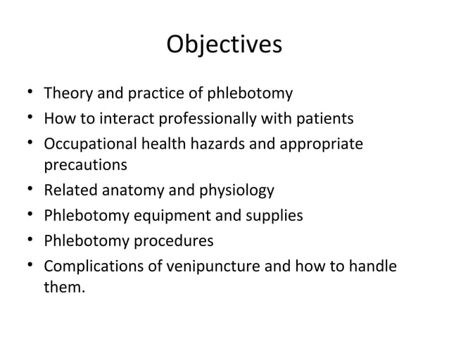 Phlebotomy | PPT | Infectious Diseases | Diseases and Conditions