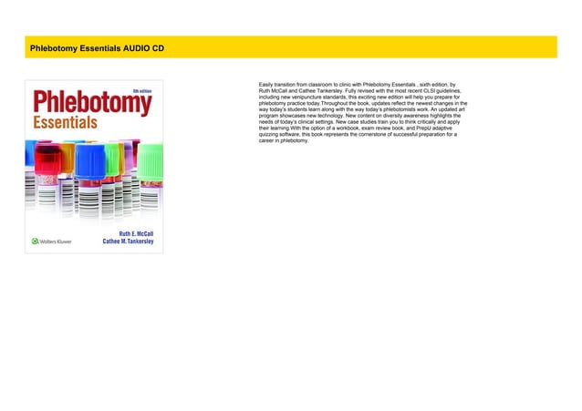 Phlebotomy Essentials AUDIO CD | PDF | Technology & Computing