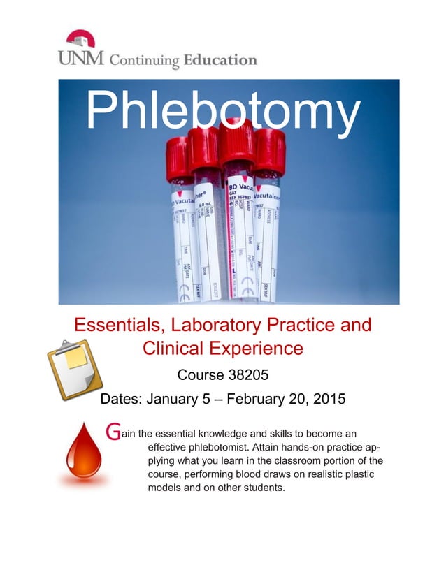 Phlebotomy Certificate Packet | UNM Continuing Education | PDF