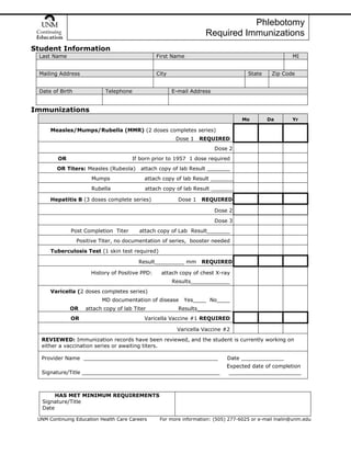 Phlebotomy Certificate Packet | UNM Continuing Education | PDF