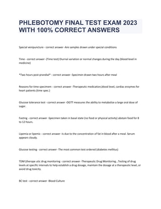 PHLEBOTOMY FINAL TEST EXAM 2023 WITH 100F.docx