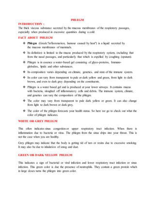 Phlegm | DOCX | Lung and Respiratory Health | Diseases and Conditions