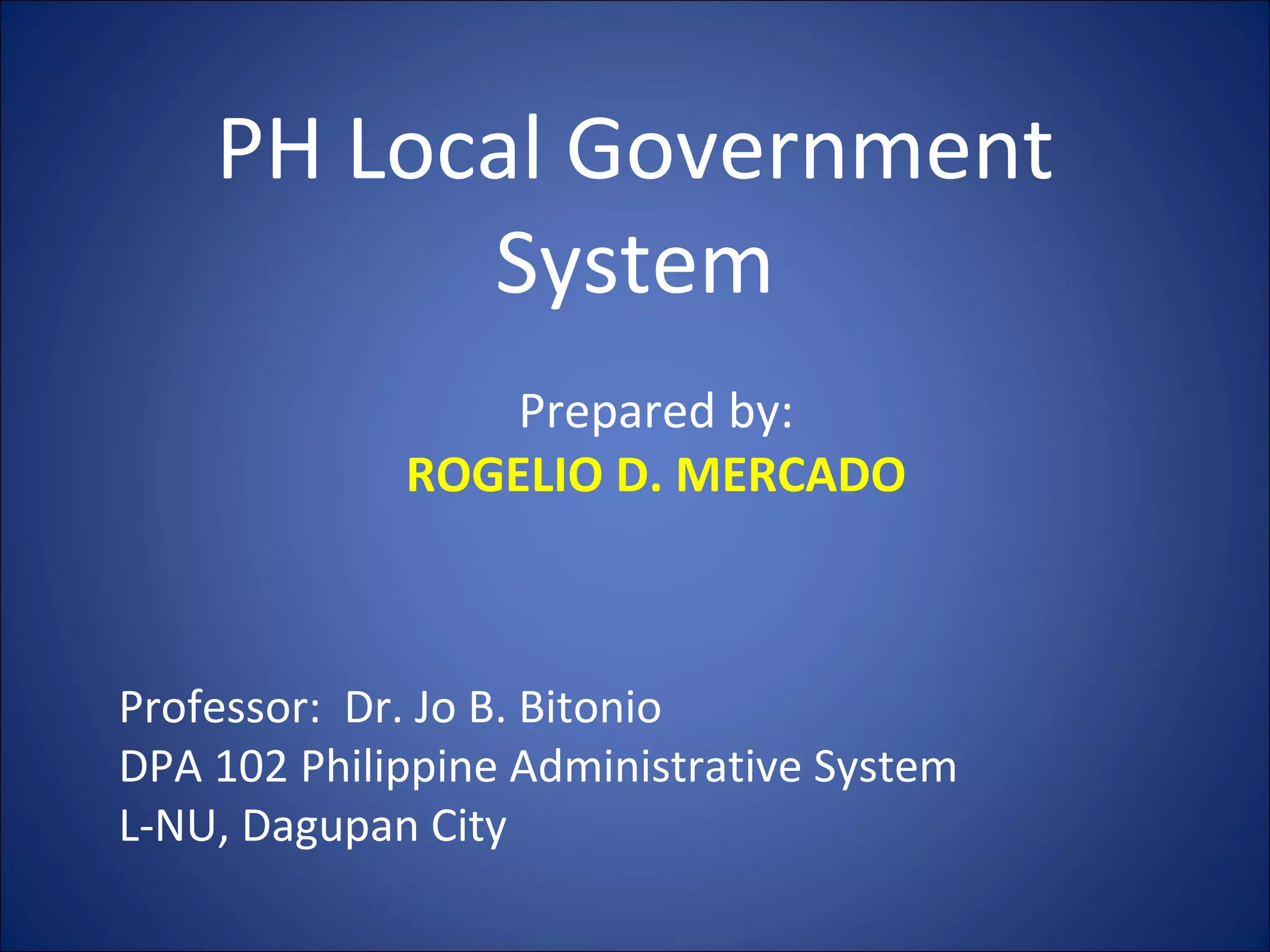 Ph Local Government System | PPT