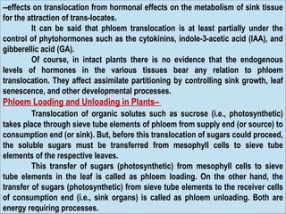 Translocation of Solute in Plants or PHLOEM TRANSPORT.pptx